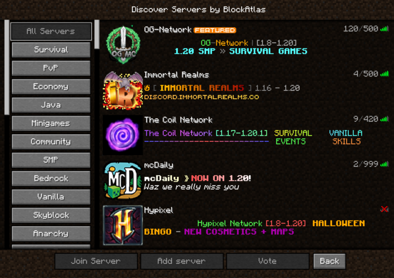 In Game Server Browser Mod for Minecraft - BlockAtlas | Minecraft Blog